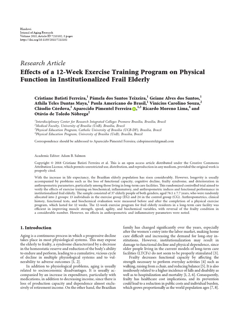 2 - Effects of A 12-Week Exercise Training Program On Physical Function in Institutionalized ...