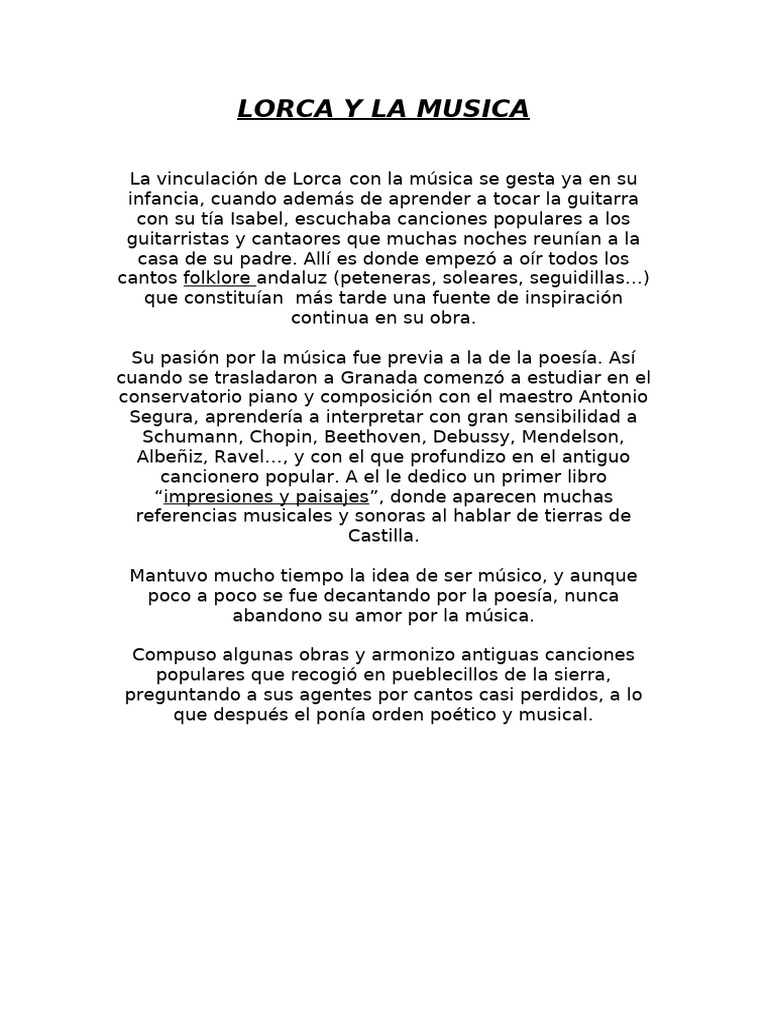 Lorca: Música y Folklore Andaluz | PDF