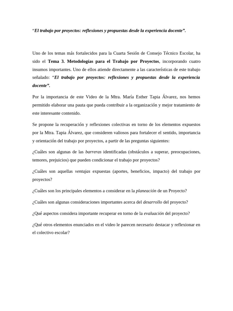 Pauta Video Esther Tapia | PDF