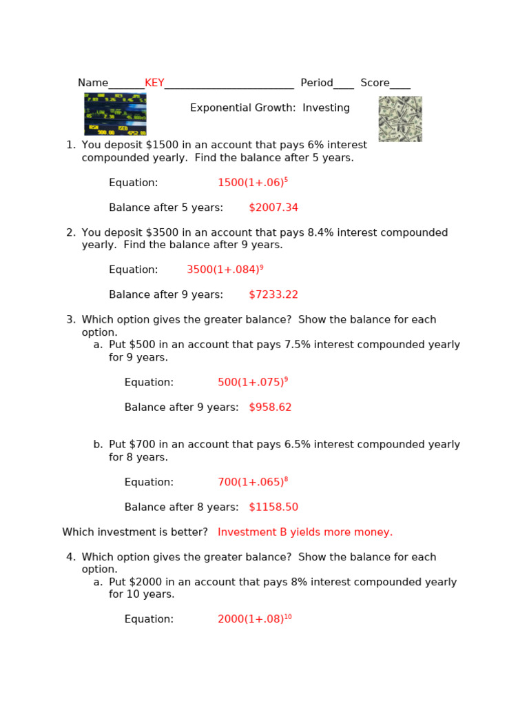 Answer Key Exponential Growth Investing | PDF