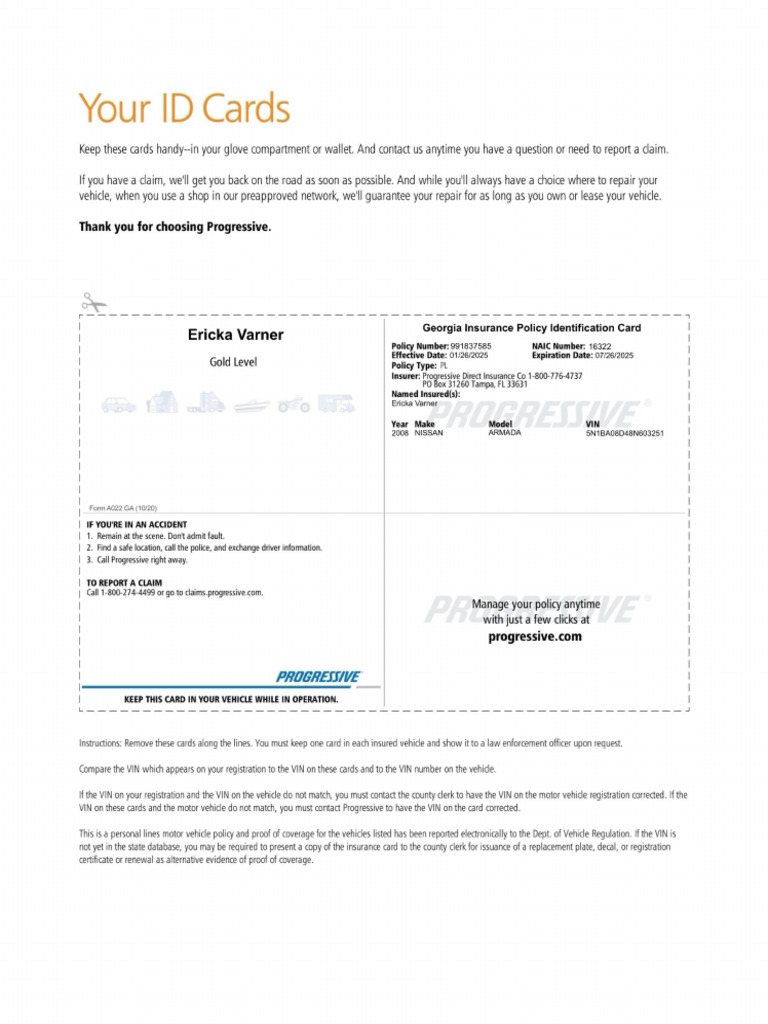 Ericka Varner Insurance Cards | PDF