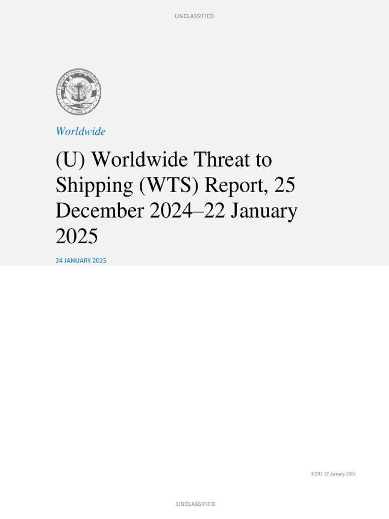 U.S. Navy Office of Naval Intelligence Worldwide Threat to Shipping ...