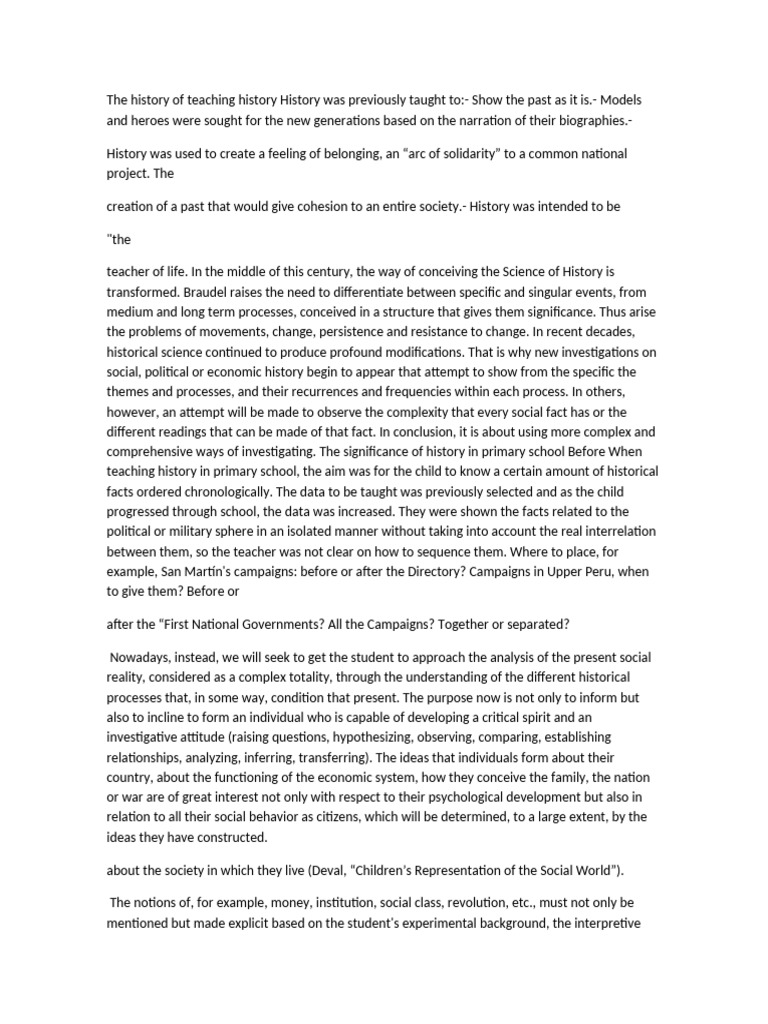 The History of Teaching History Before History Was Taught To | PDF ...