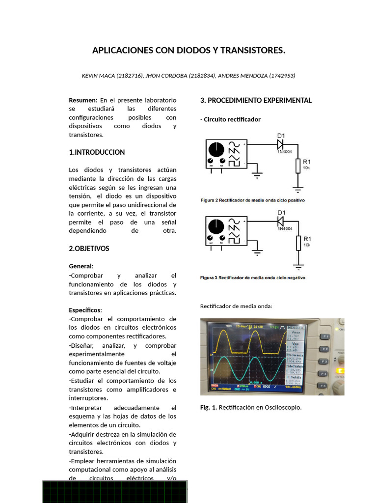 Lab 4-Aplicaciones Con Diodos y Transistores | PDF | Transistor | Red eléctrica