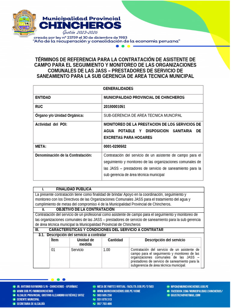 Asistente de Campo para Monitoreo JASS | PDF