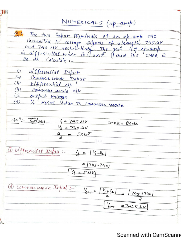 Unit 3 Opamp Numericals | PDF