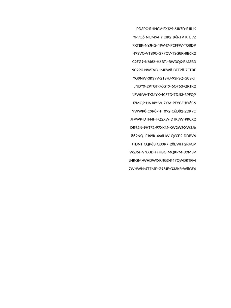 Unique Code List for Software Access | PDF