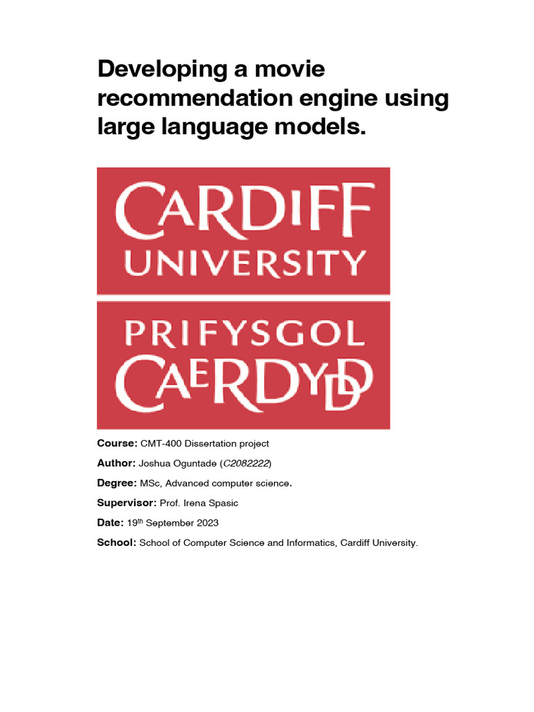 Developing A Recommender System Using Large Language Models | PDF ...