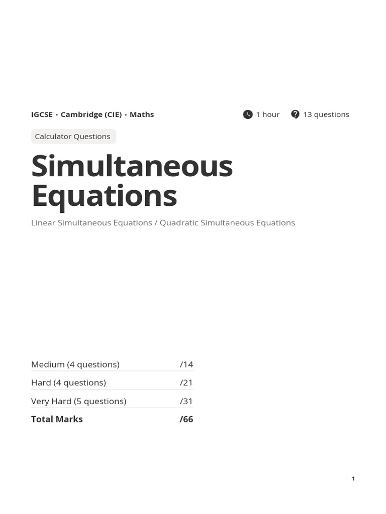 Simultaneous Equations Calculator | PDF | Equations | Mathematical Concepts