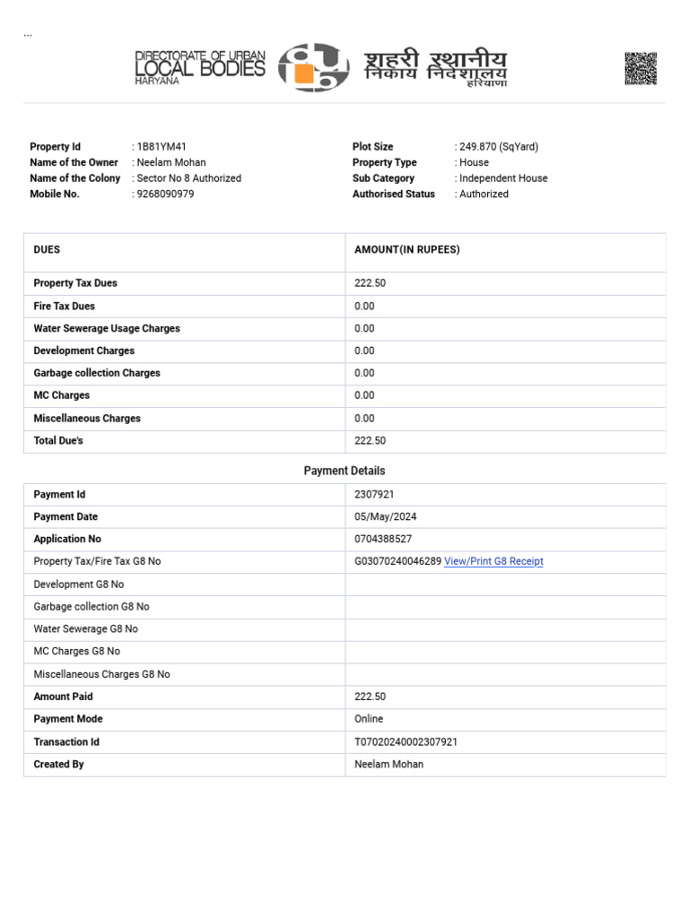 Harish Mohan Receipt | PDF
