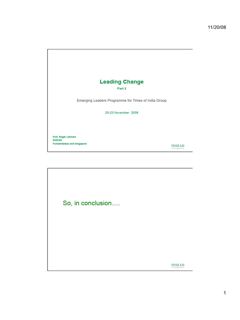Leading Change - handout 2 | PDF | Credibility | Social Psychology