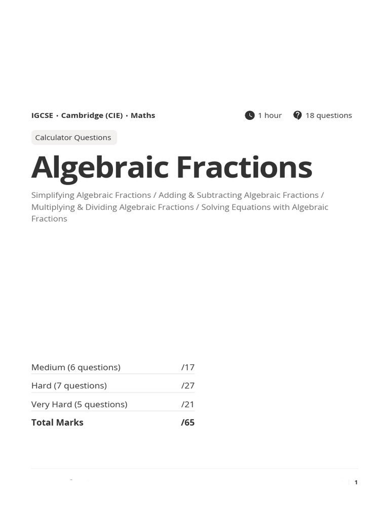 Algebraic Fractions Calculator | PDF | Algebra | Numbers