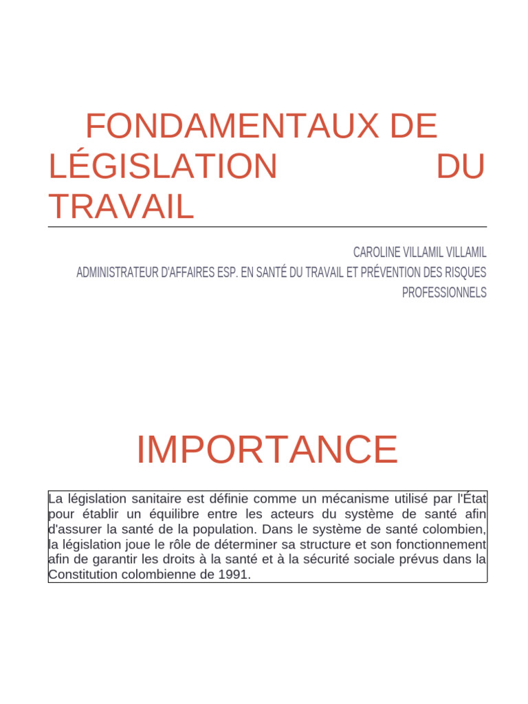 Législation sur la santé au travail en Colombie | PDF | Sécurité ...