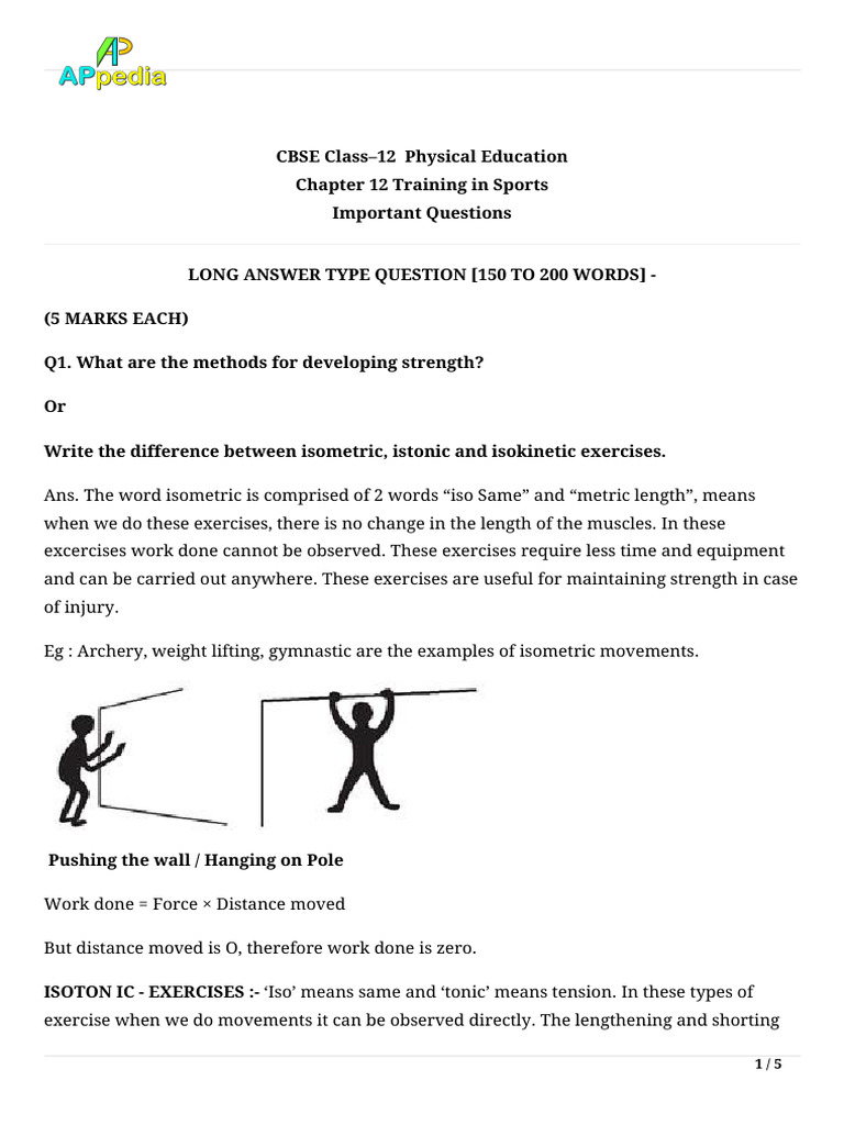 CBSE Class 12 Physical Education Training Methods | PDF | Physical ...