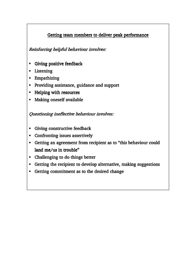 Getting Team Members To Deliver Peak Performance | PDF
