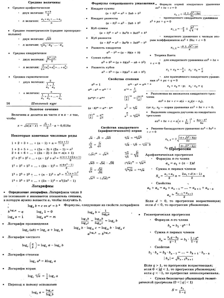 Matematika Vse Formuly | PDF