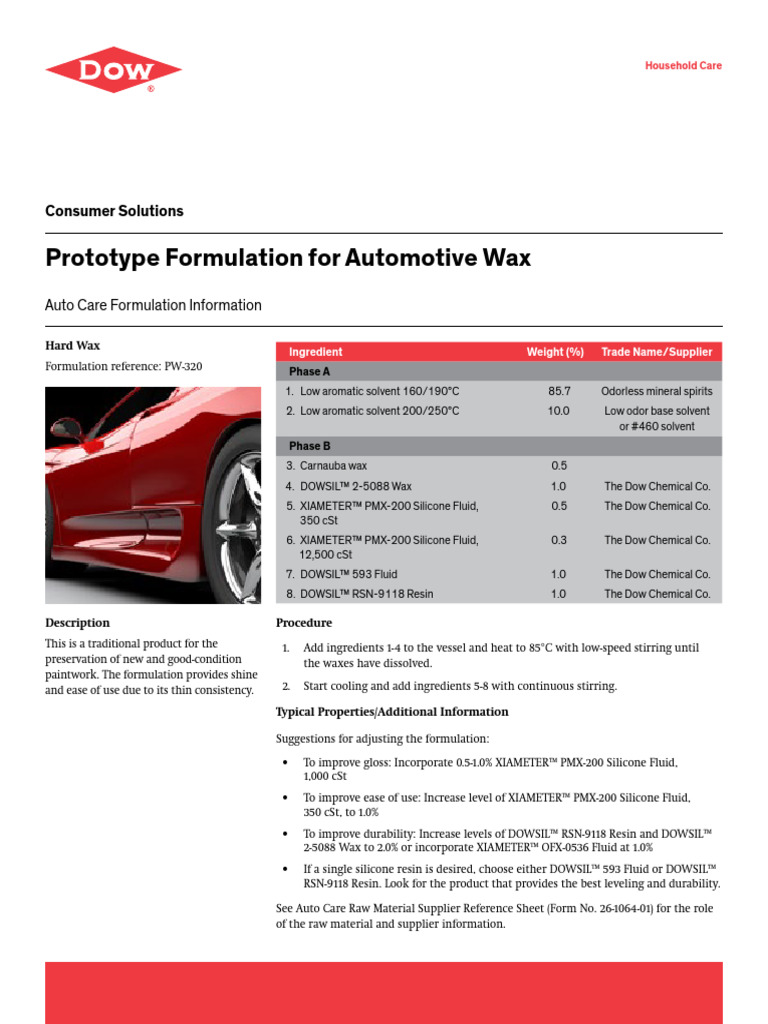 26 1619 01 Prototype Automotive Wax Formulation PW 320 | PDF | Wax ...