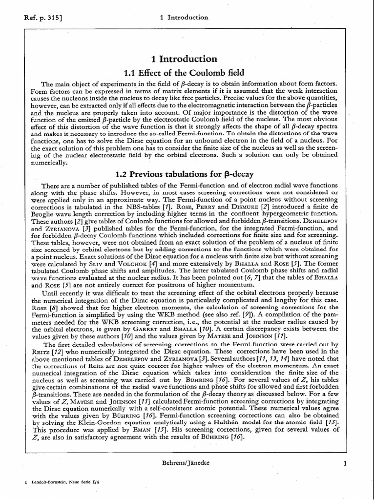 Numerical Tables For Beta-Decay and Electron Capture (H. Behrens, J. Jänecke (Auth.) Etc.) (Z ...