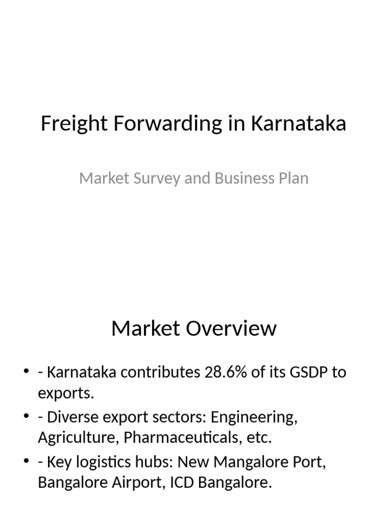 Freight Forwarding Karnataka Detailed Report | PDF