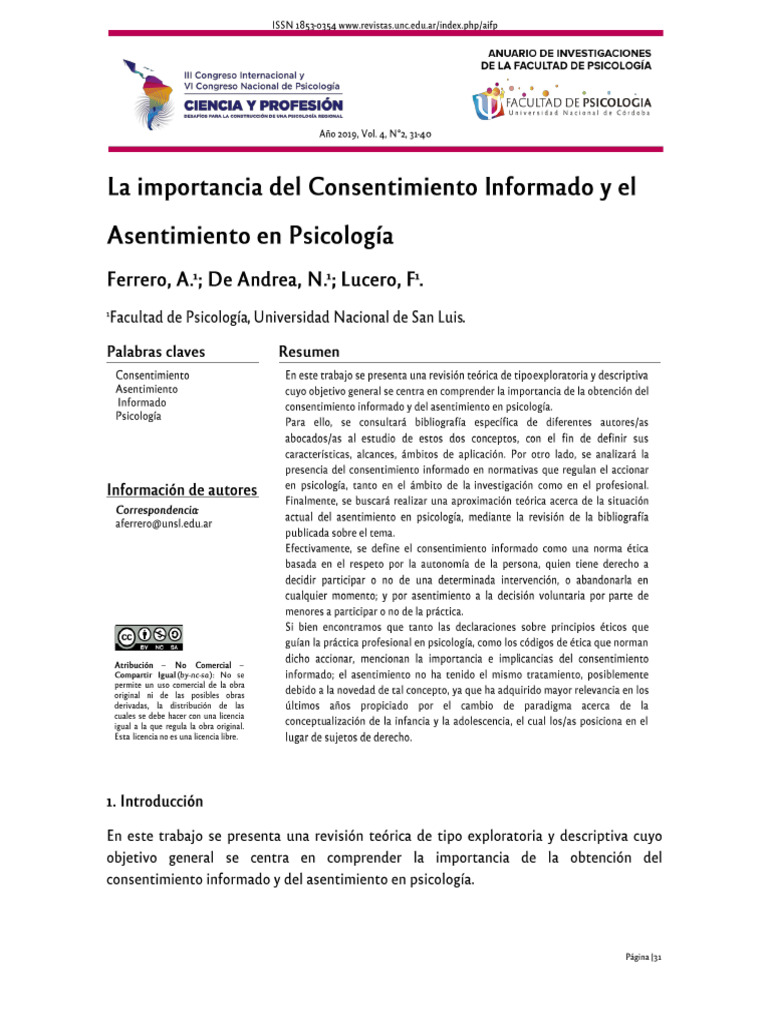 La Importancia Del Consentimiento Informado y El Asentimiento en ...