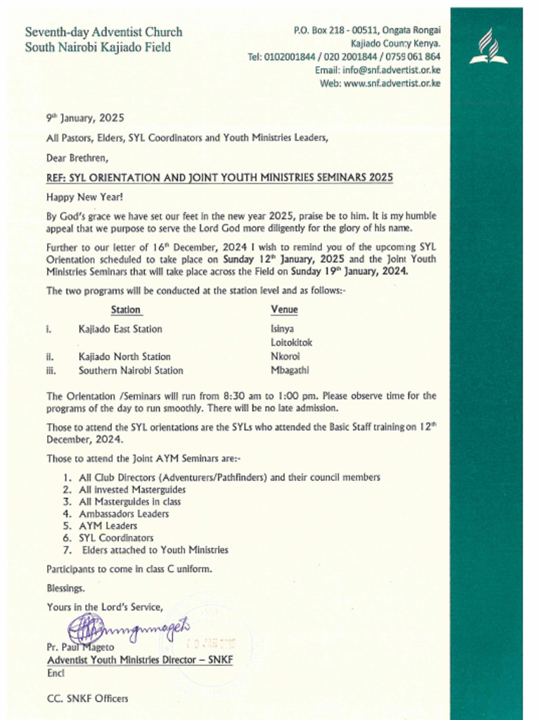 SNKF Syl Orientation and Aym Joint Seminars 2025 | PDF