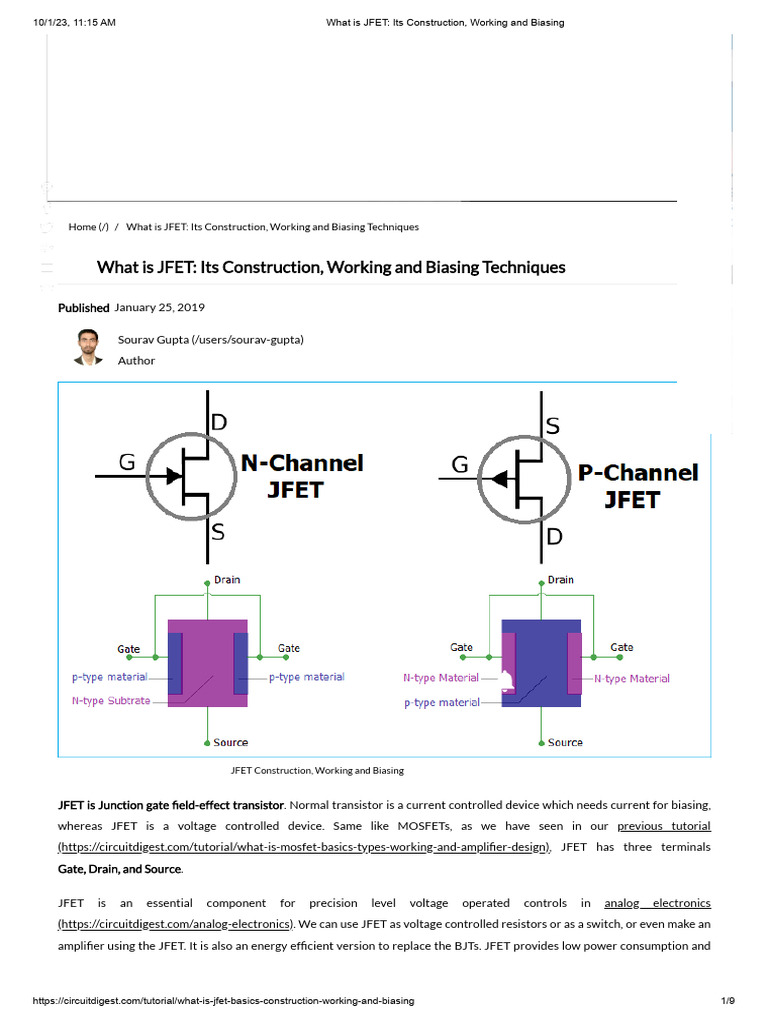 JFET: Construction, Working, and Biasing | PDF | Field Effect ...