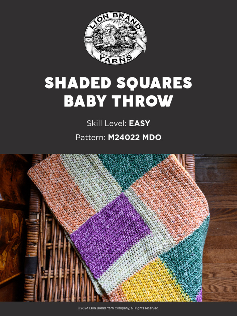 M24022 - Shaded Squares Baby Throw v1733922889192 | PDF | Crochet | Sewing