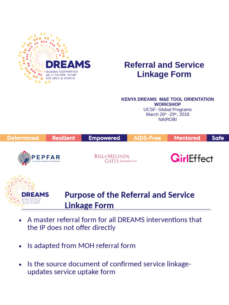 DREAMS - Referral and Linkage Form Reviewed - 20 - 03 - 2018 | PDF