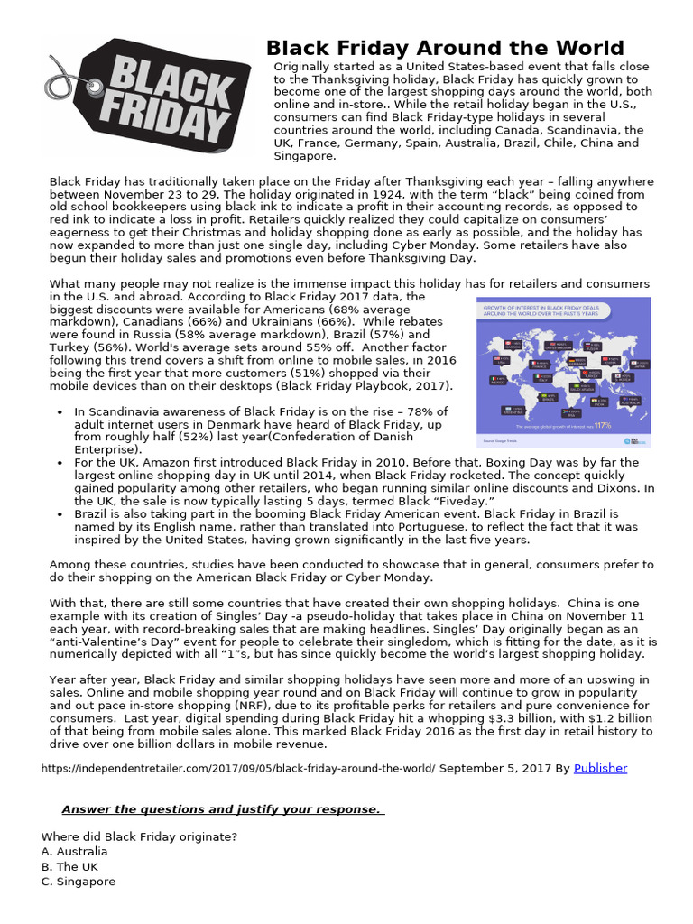 Black Friday Reading Comprehension Exercises 119058 | PDF | Black ...