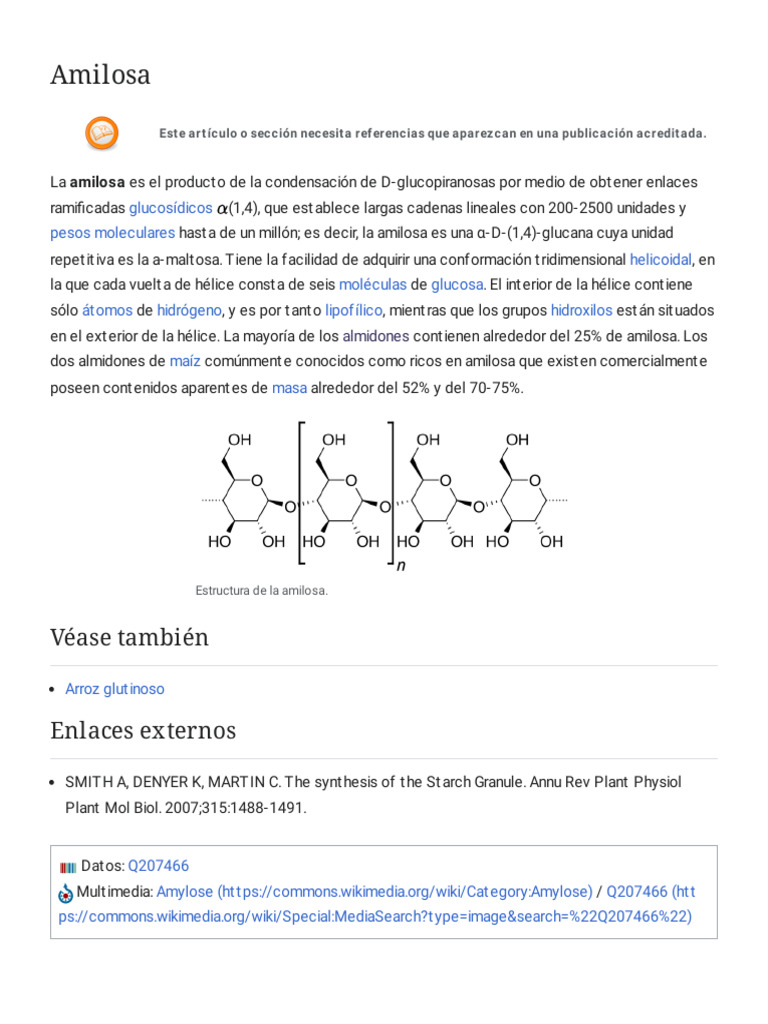Estructura y Propiedades de la Amilosa | PDF