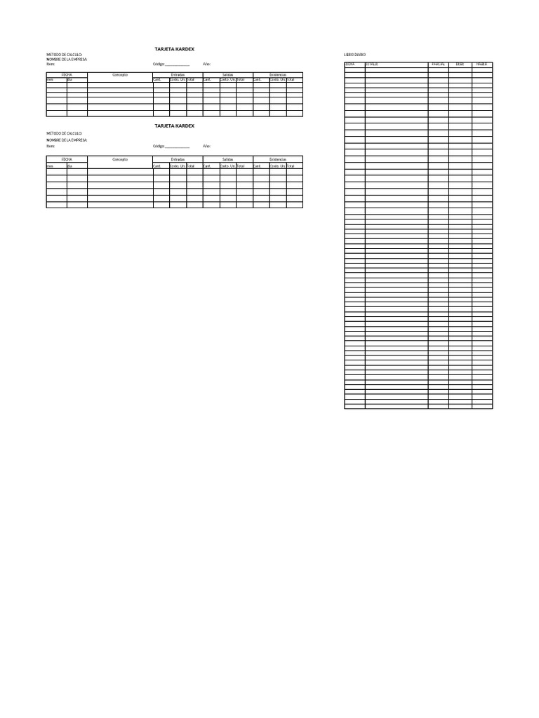 Modelo de Tarjeta Kardex en Contabilidad | PDF