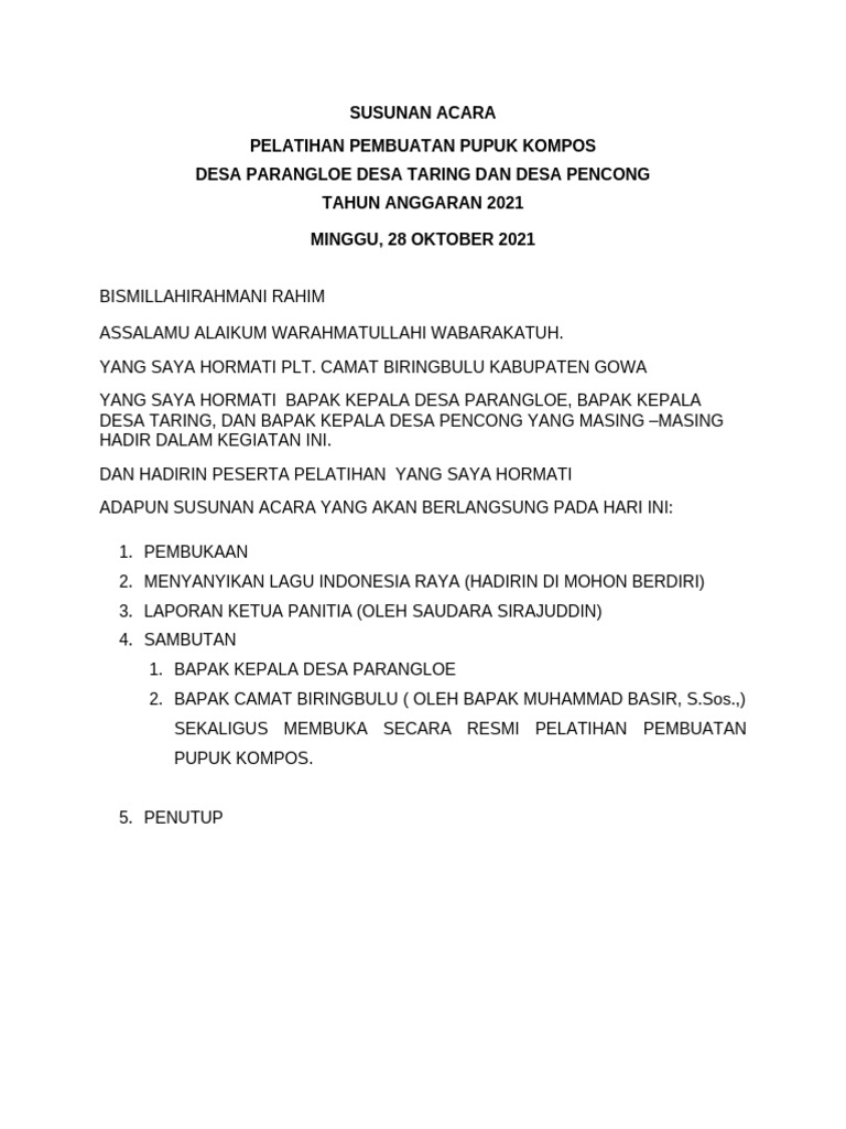 Susunan Acara | PDF