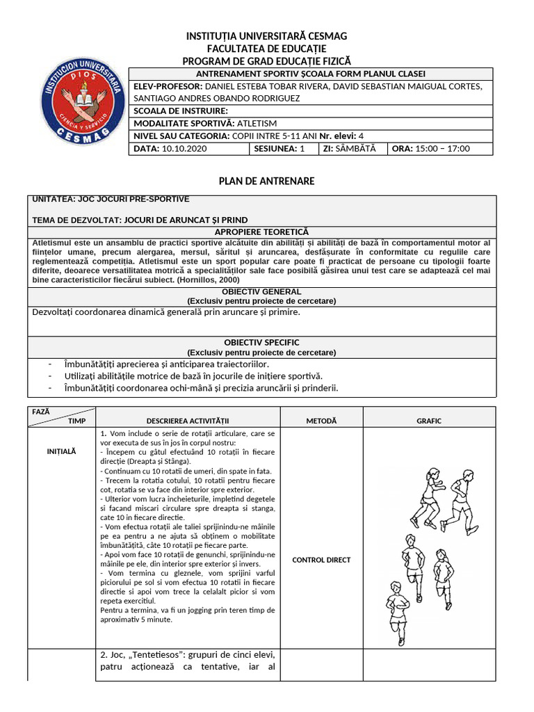 Format Plan de Clasă Atletism | PDF