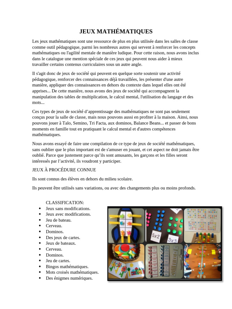 Jeux de Maths Ludiques pour CE2 | PDF | Mathématiques | Pédagogie