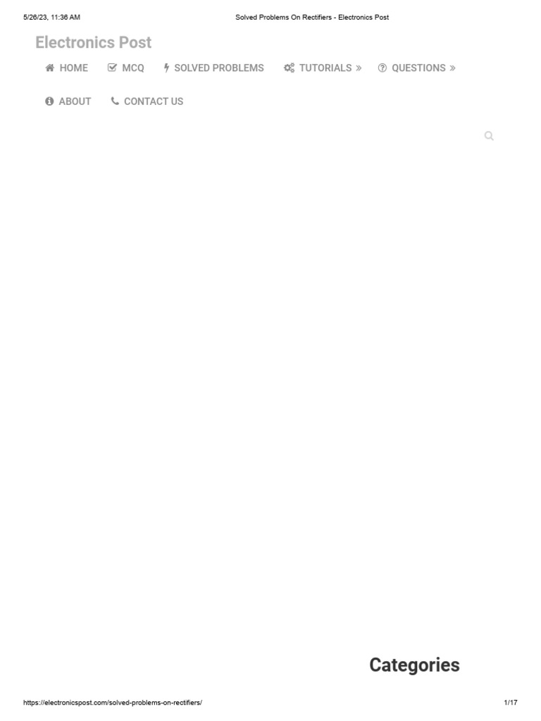 Unit-4 - Solved Problems On Rectifiers - Electronics Post | PDF | Rectifier | Diode