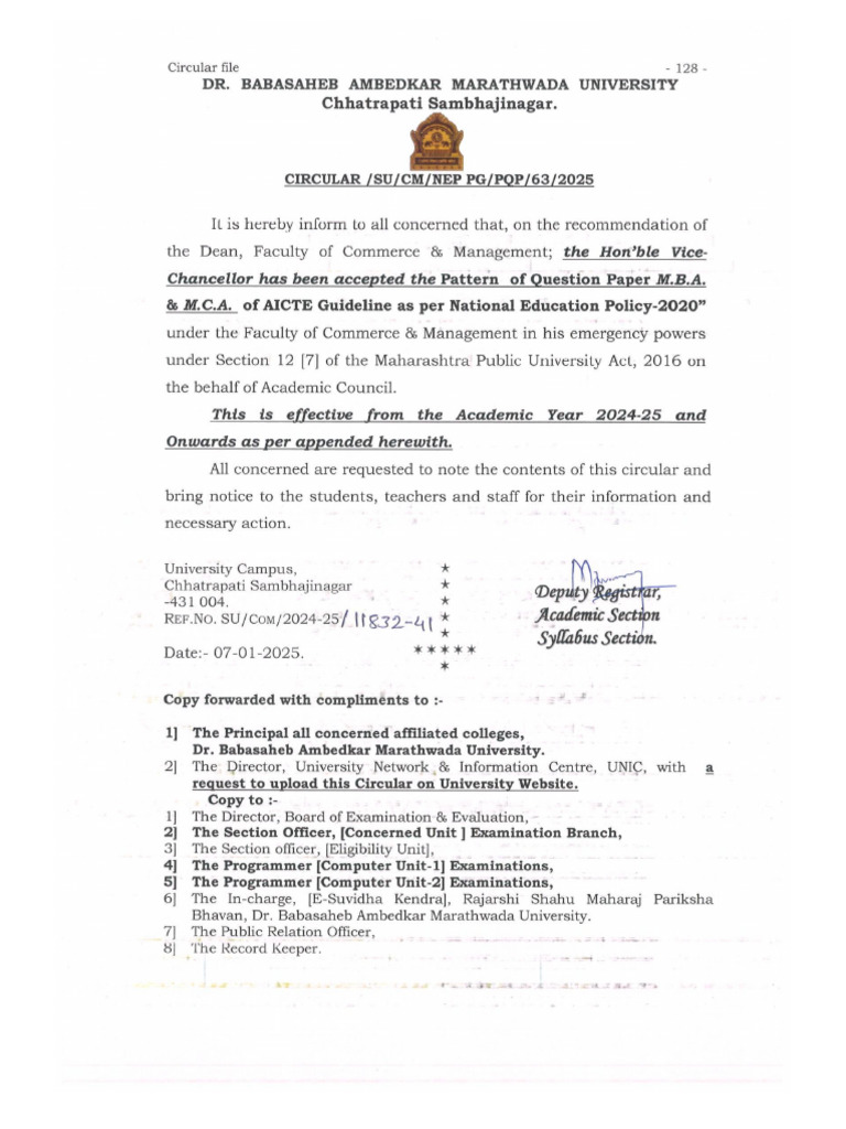 Mba Mca Pattern Qp Nep 24 25 | PDF