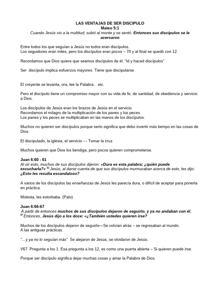 Las Ventajas de Ser Discipulo | PDF | Jesús | Oración