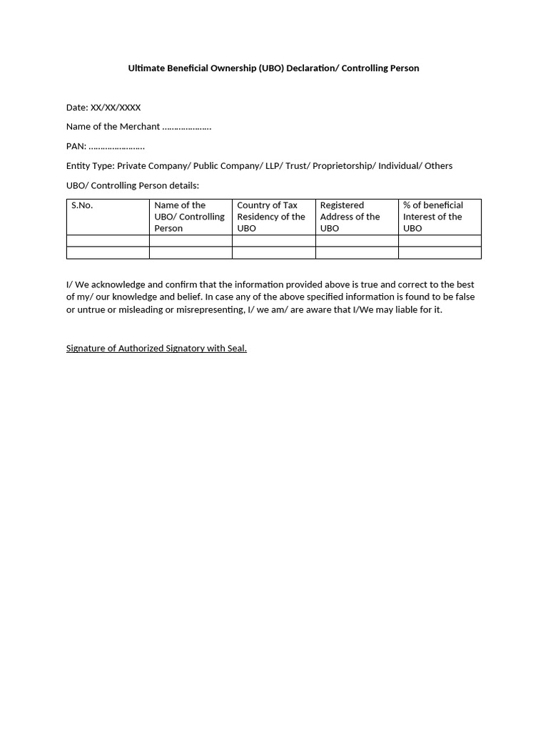 UBO Declaration Form (1) (1)-1 | PDF