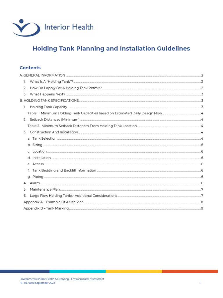 Holding Tank Installation Guidelines | PDF | Sanitary Sewer | Sewage