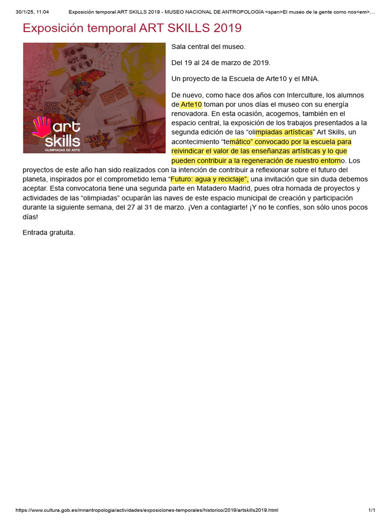 Exposición temporal ART | PDF