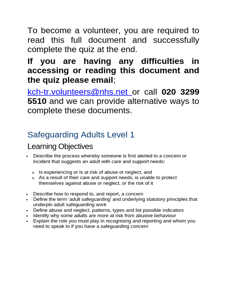 Safeguarding Adults Level 1 Final With Link | PDF | Domestic Violence | Child Neglect
