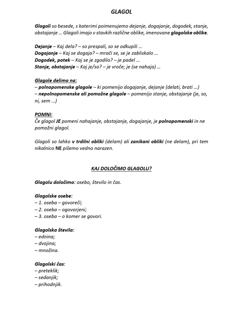 SLO 7a Priloga2 6 Teden Glagol Zapis | PDF