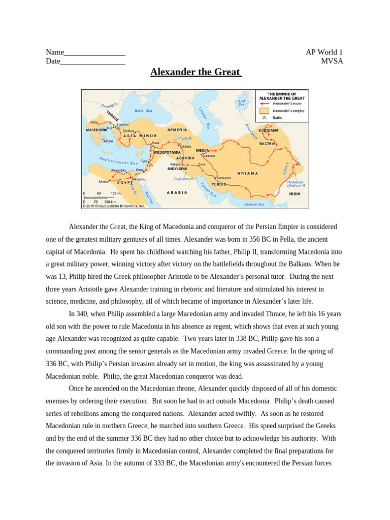 Alexander The Great Handout | PDF | Alexander The Great | Achaemenid Empire