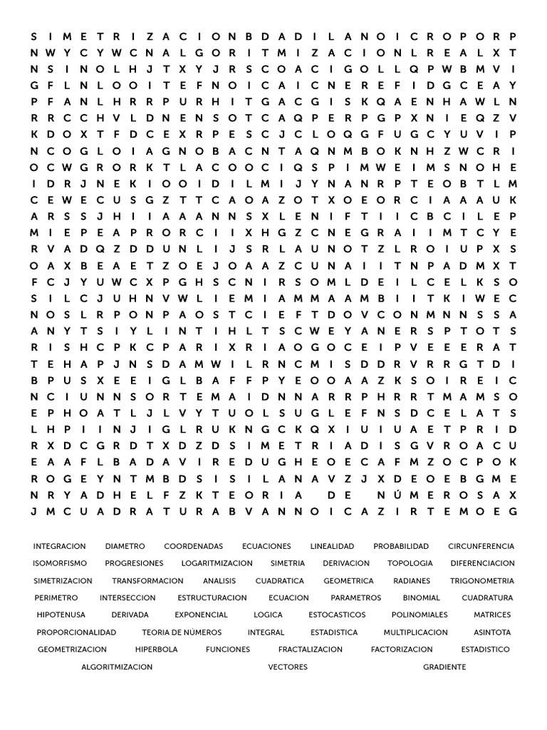 SOPA DE LETRAS - 5to y 6to de Intermedio | PDF | Conceptos matemáticos | Álgebra lineal