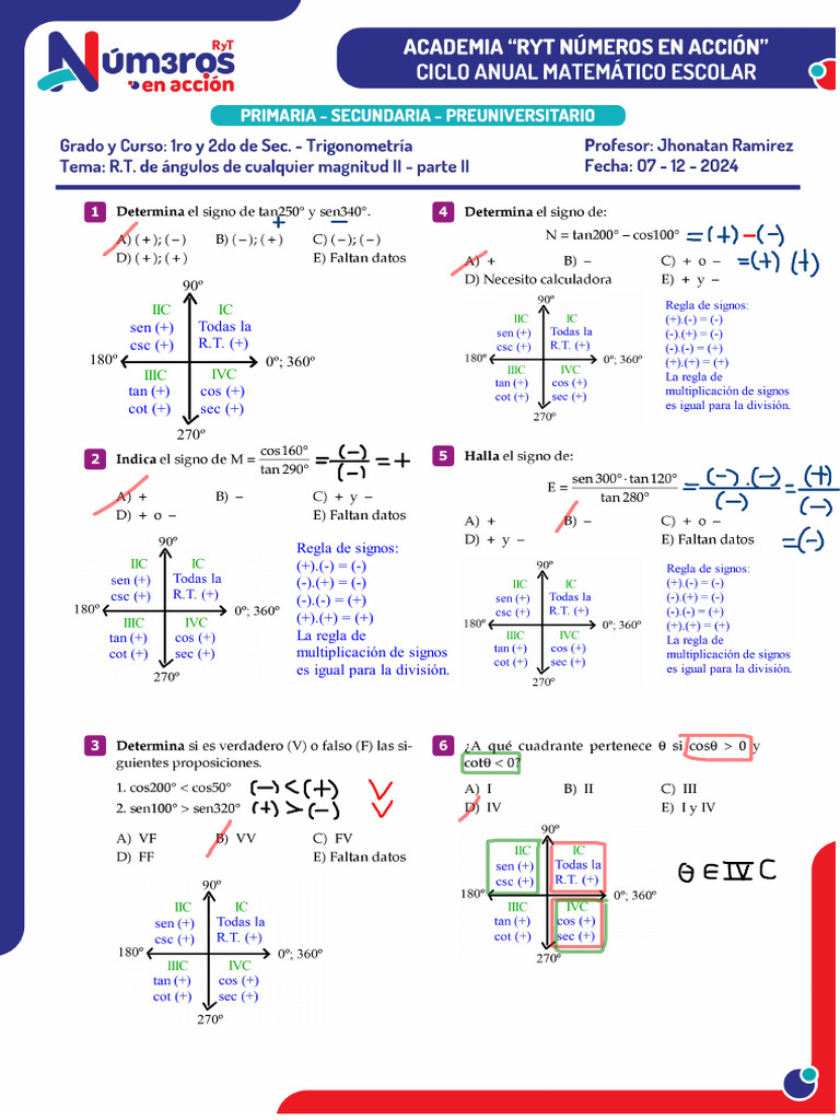 Semana 34 - 1ro y 2do Sec - Trigonometría g1 - Desarrollo | PDF