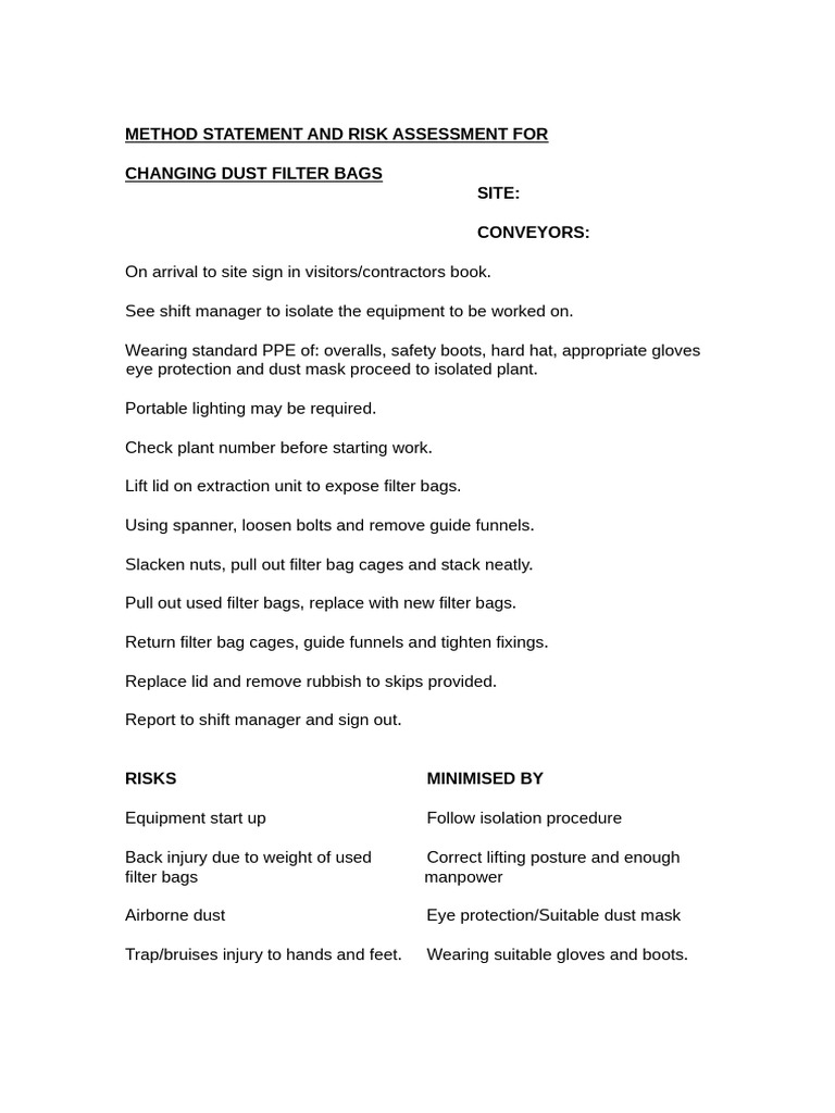 Fitter Bags Methord Statement | PDF