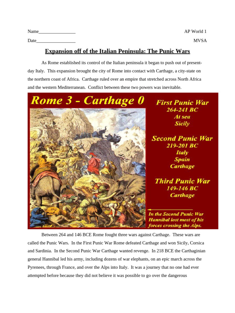 Expansion Off of Italy Handout | PDF | Punic Wars | Hannibal