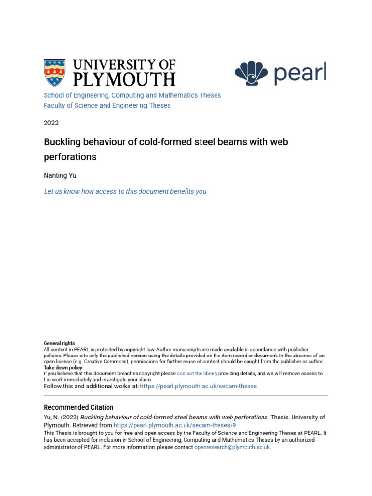 Buckling Behaviour of Cold-Formed Steel Beams With Web Perforations ...