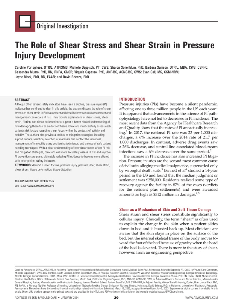 Shear Stress and Strain in Pressure Injuries | PDF | Friction | Stress ...
