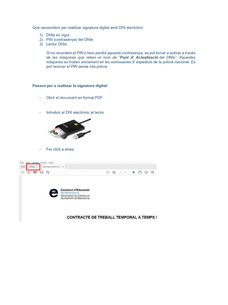 Instruccions Signatura Digital Contracte PDF | PDF